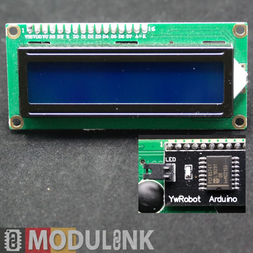 LCD Display 1602 I2C blau 16×2 I2C GELÖTET HD44780 LCDBlue-I2C LCM1602 – ModuLink – Elektronik ...